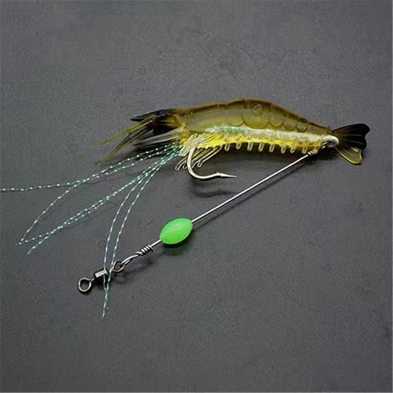 Soft Prawn Shrimp Swivel Wobbler Hook Artificial Bait Bead Tackle ...