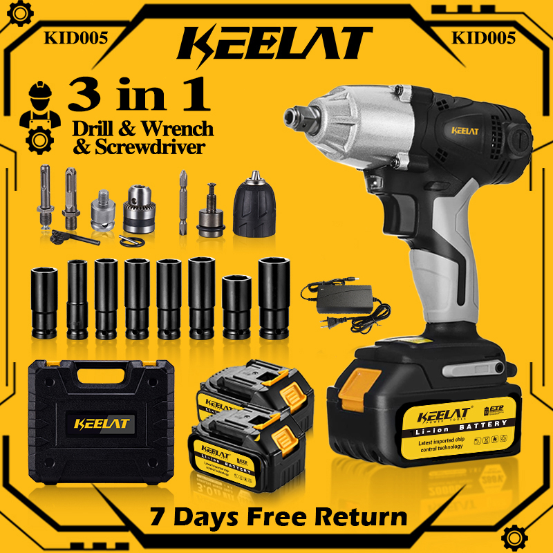 KEELAT Orig KID005 3 in 1 Power Tools Impact Wrench Cordless Drive ...