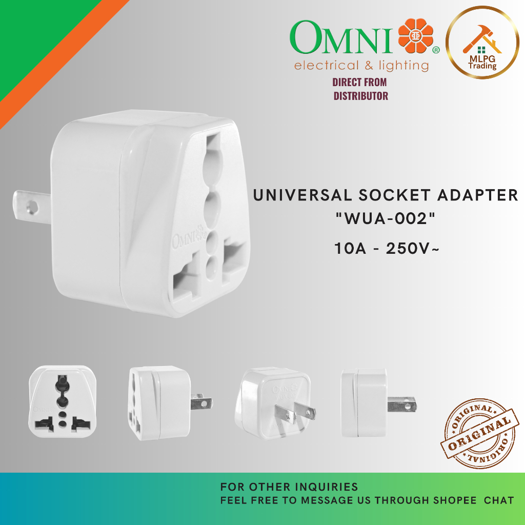 OMNI Universal Socket Adapter (WUA-002) 10A 250V~ | Shopee Philippines