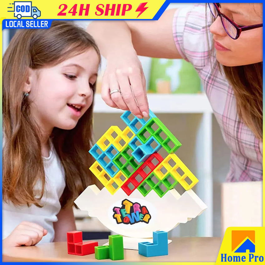 16Blocks Tetra Tower Game Balance Block Balance Tower Brick Block Toys ...