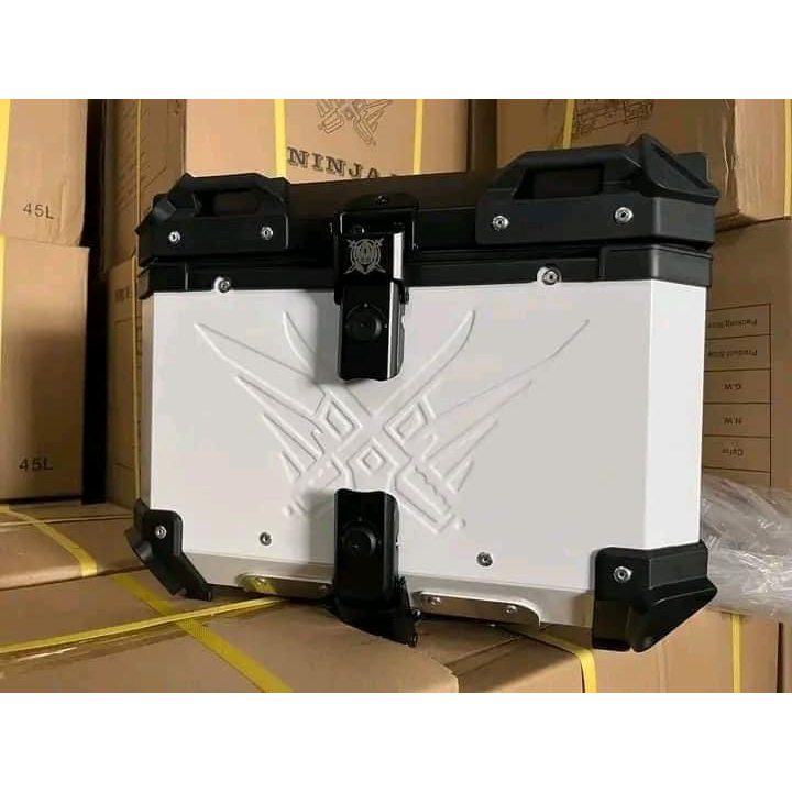 Brand new Duhan Alloy Top Box 45 Litres with bracket base plate backret ...