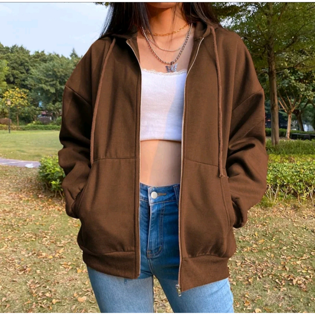 Pinkelegance Unisex Hoodie Jacket Cotton Plain Jacket with Zipper ...