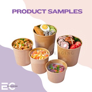 [EC] 50Pcs Kraft Paper Tubs W/ Lid Ice Cream Tub Soup Tub Bowl Takeout ...