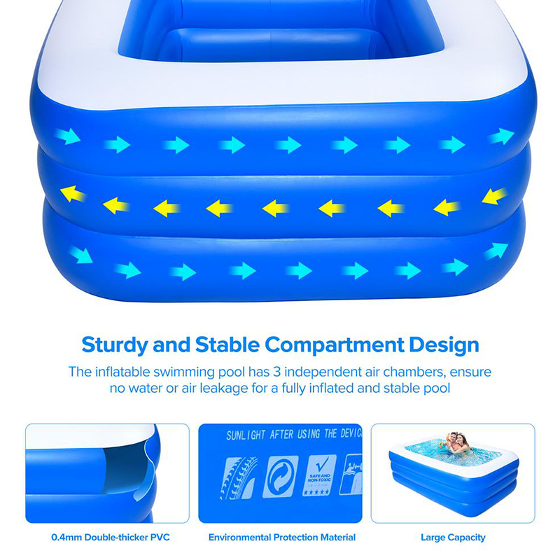 Inflatable Pool Backyard Kiddie Pool Blow up Pools for Outside Portable ...