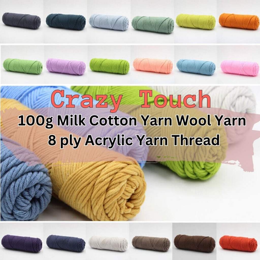 8Ply Milk Cotton Yarn Wool Thread For Knitted Scarf Handmade DIY ...