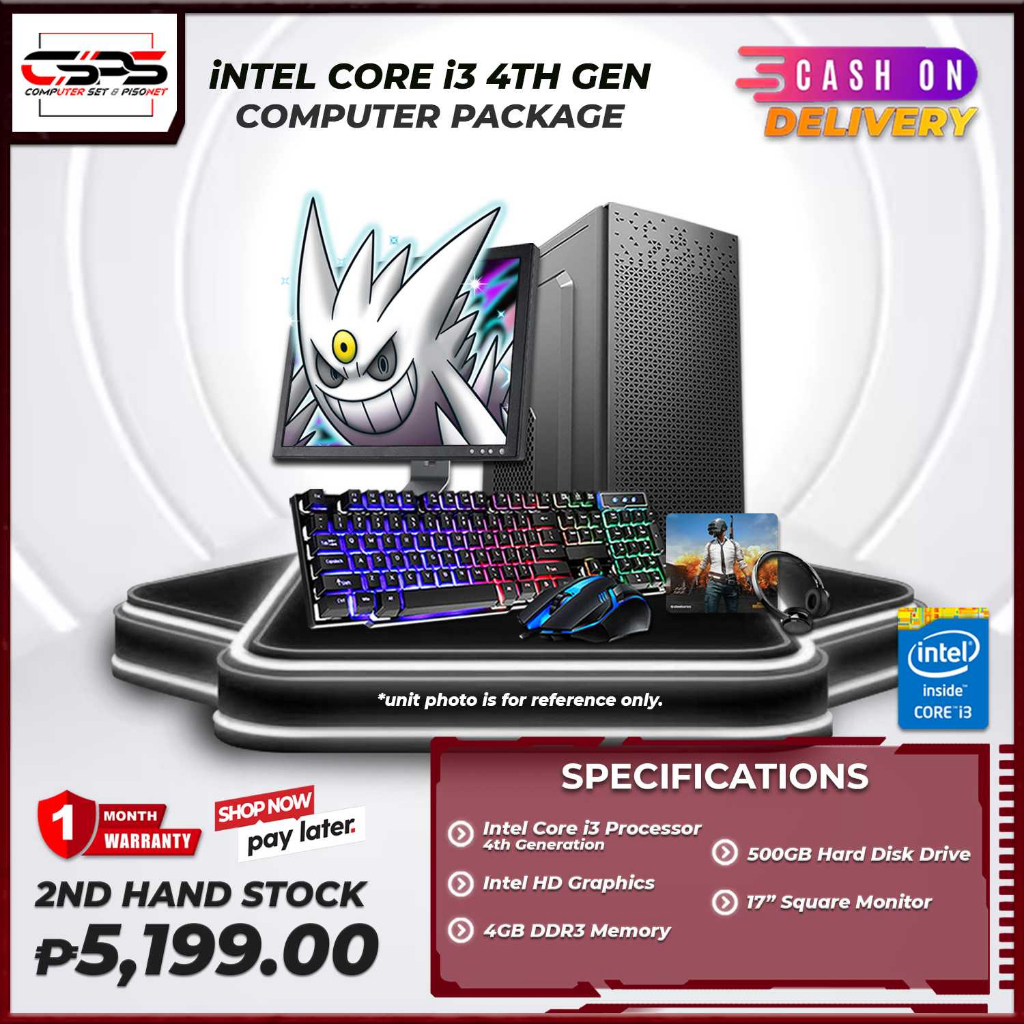Computer set Intel Core i3-4th gen 4gb DDR3 ram 500gb HDD Standard case ...