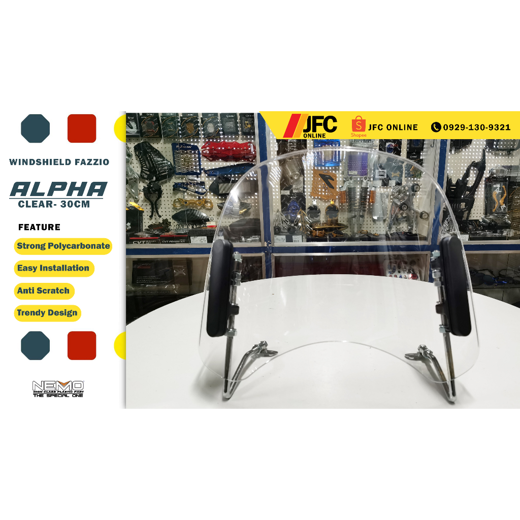NEMO WINDSHIELD TYPE ALFA ALPHA SHARK FOR YAMAHA FAZZIO 40cm 30cm 20cm | Shopee Philippines