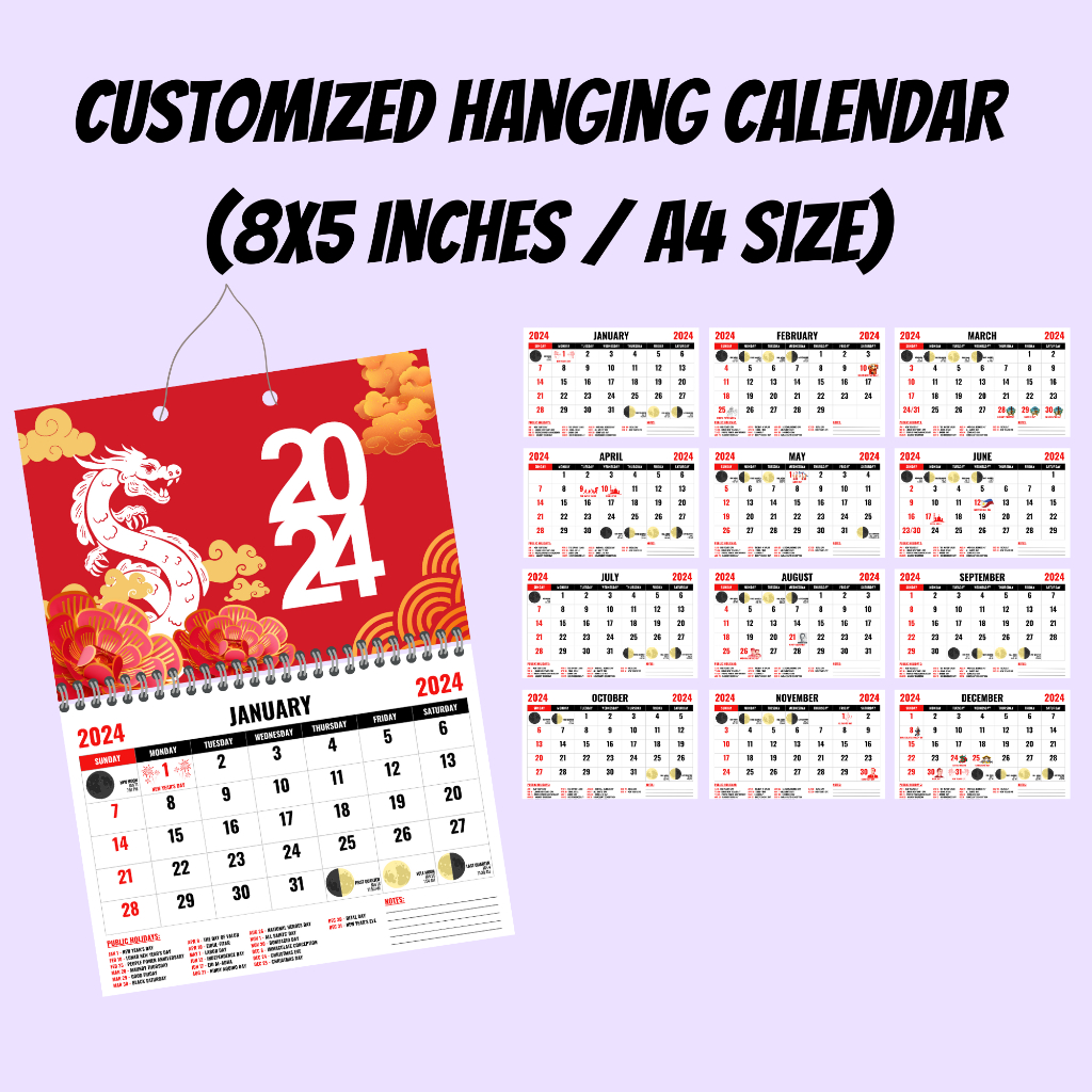 Customized Hanging Calendar (8x5 inches | A4 Size) Gift Idea | David ...