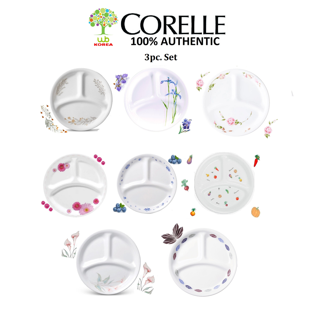 CORELLE Divided Plate 21.6cm 3 Piece Set | Shopee Philippines