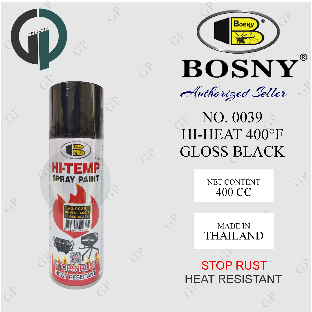 Bosny HI-HEAT 400F Spray Paint #0039 GLOSS BLACK 400ml - GPNorthern | Shopee Philippines