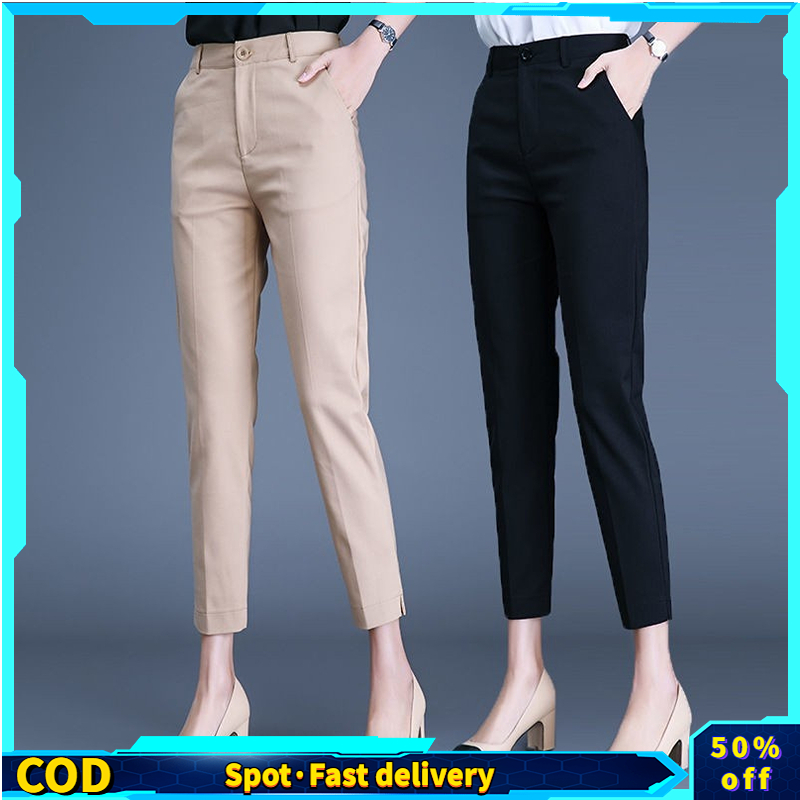 New Korean Women's Casual Nine-Point Pants Women All-match Suit Pants ...