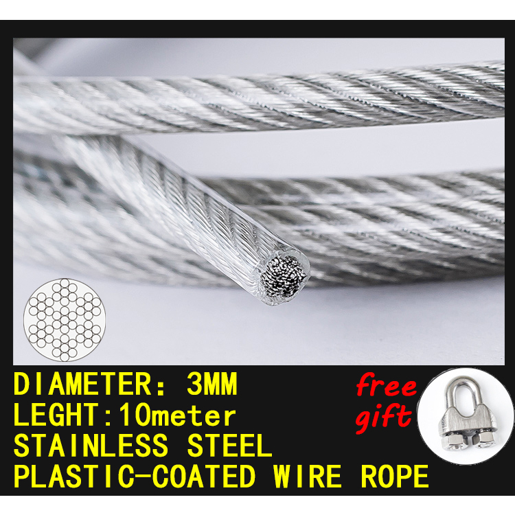 Length 10m/Diameter 3/5/8mm 304 Stainless Steel Wire Rope Cable Clip ...