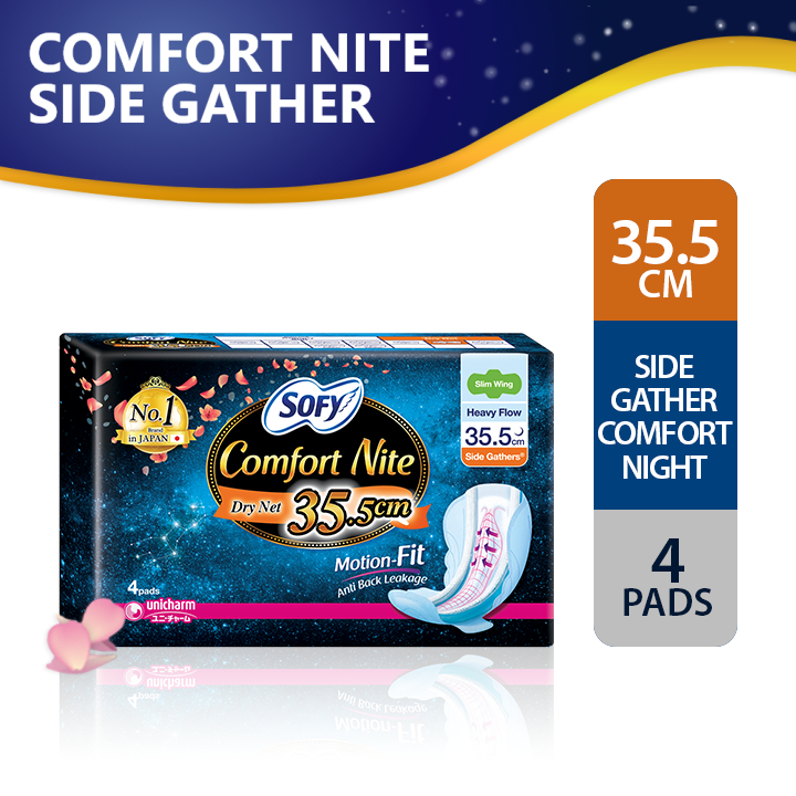 Sofy Side Gather Comfort Nite Overnight Sanitary Napkin 35.5 cm (4 pads ...