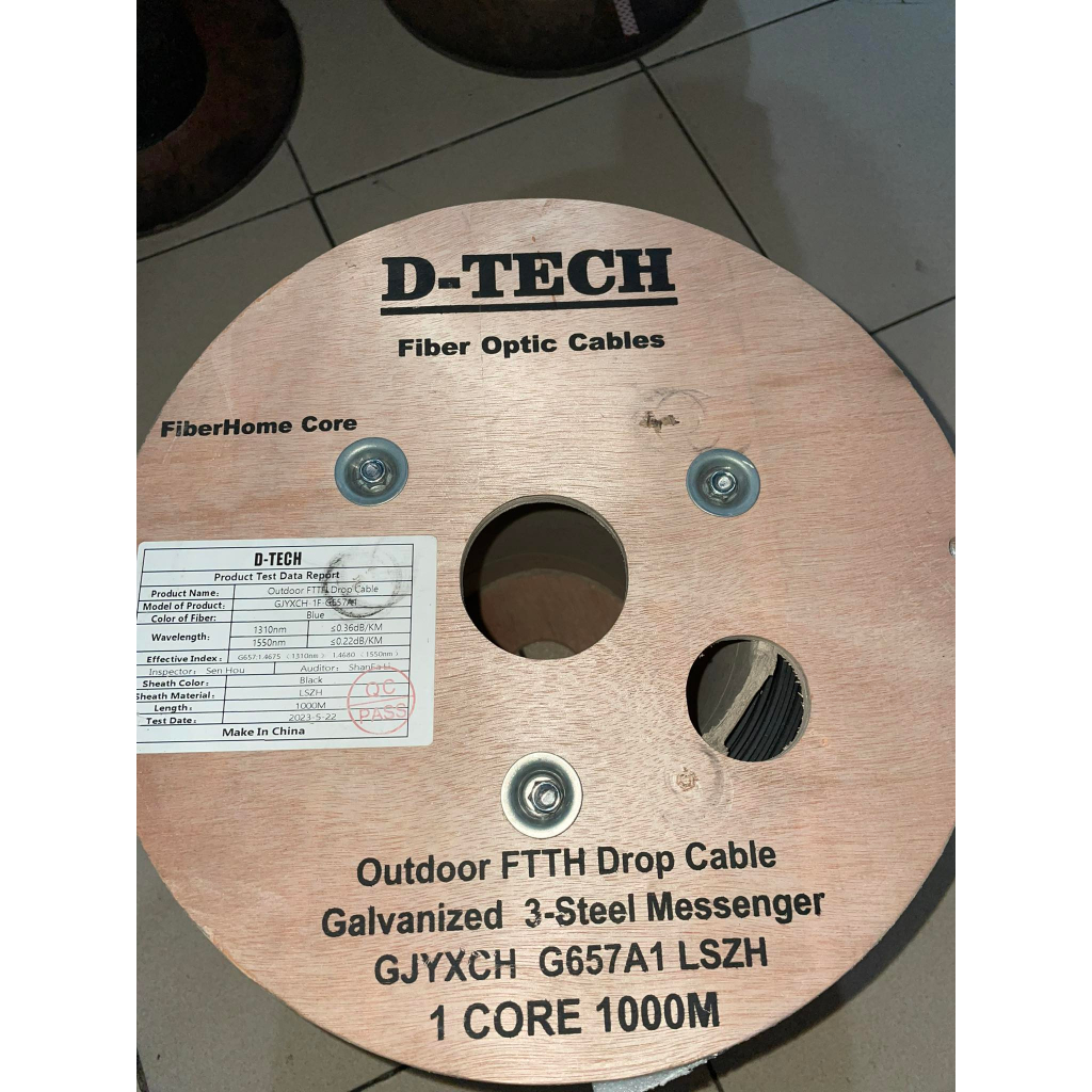 D-Tech FTTH Fiber Drop Cable 1Core 1KM G657A1 - with 3-Steel 1.2MM ...