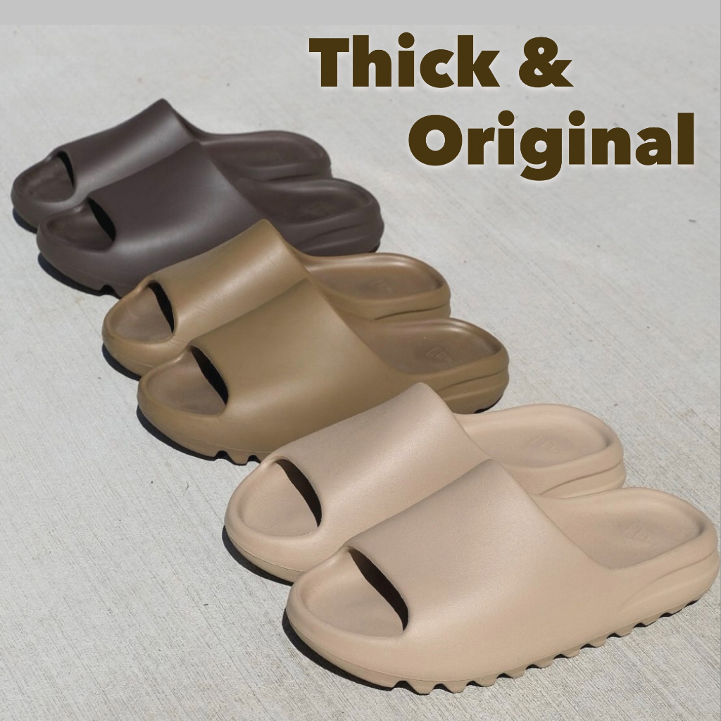 【Tawii.】Unisex YZ slides for men thick bottom beach slippers brown ...