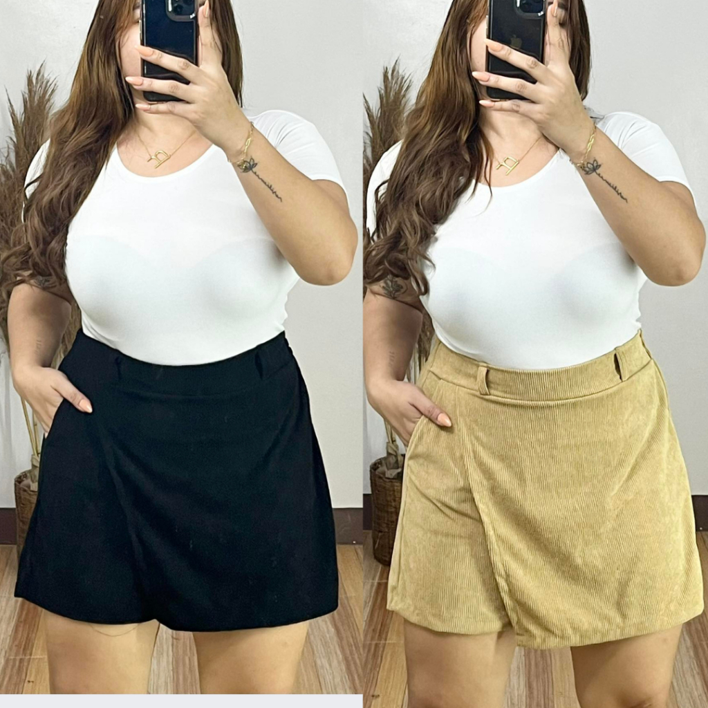 raileystore - PLUS SIZE HIGH WAIST CORDUROY SKORT with BELT HOLE up to ...