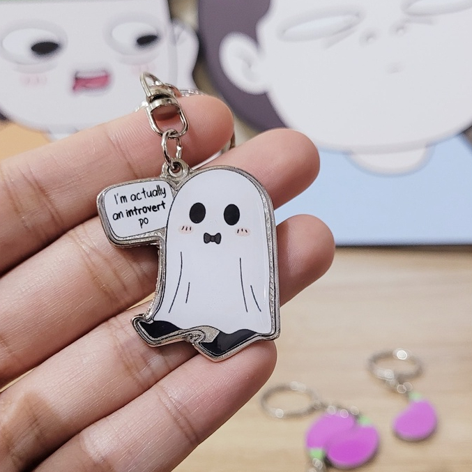 SSKAIT I'm actually an introvert Funny multoserye mood Metal keychain ...