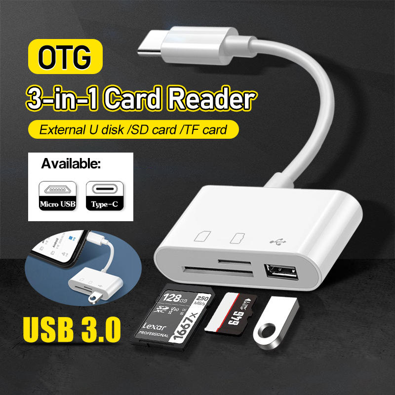 Card Reader 3 in 1 Type C Micro To USB3.0 SD/TF/MS/M2 Memory Card ...