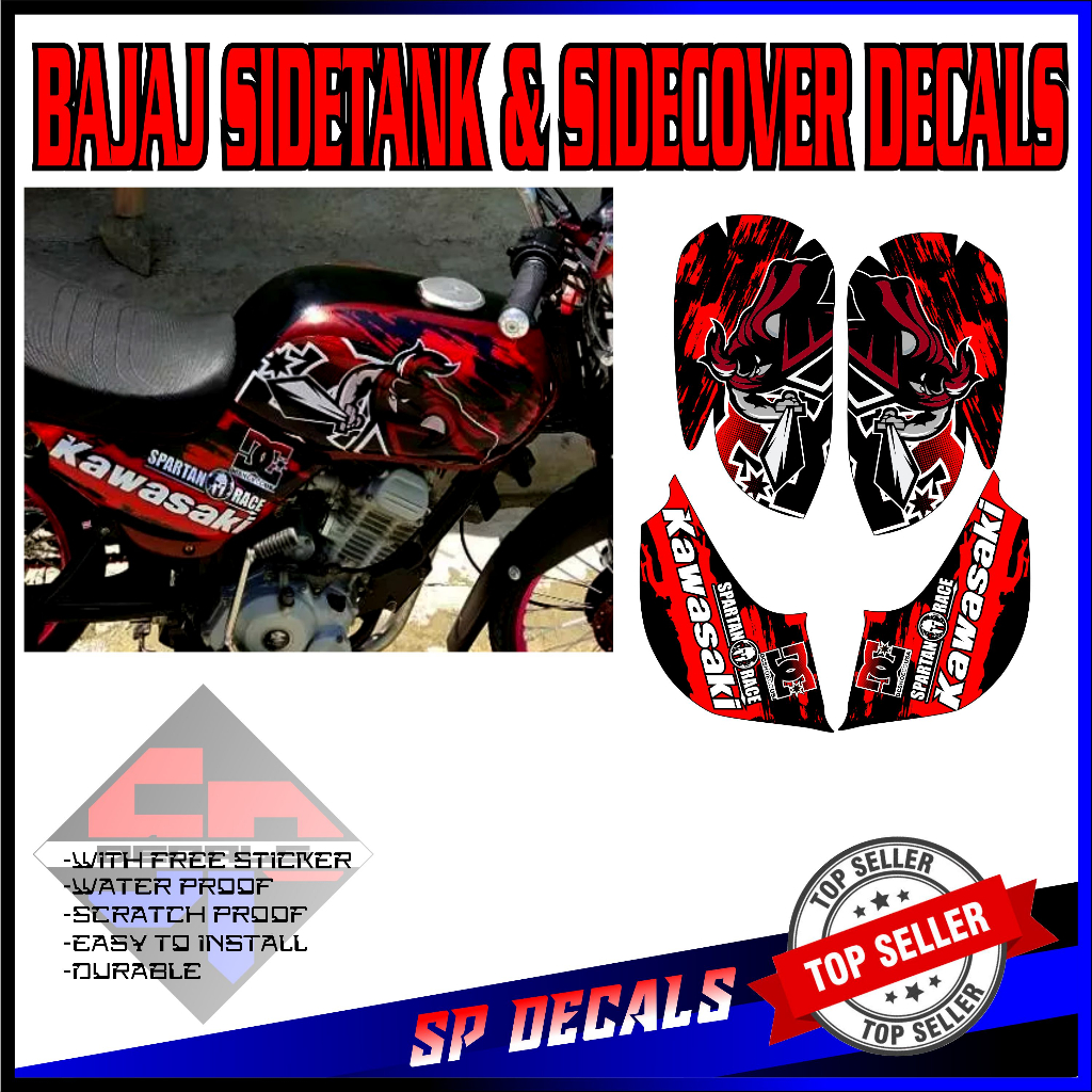 Bajaj 100a & 125a CT 100 SIDETANK & SIDECOVER Kawasaki sticker decals ...