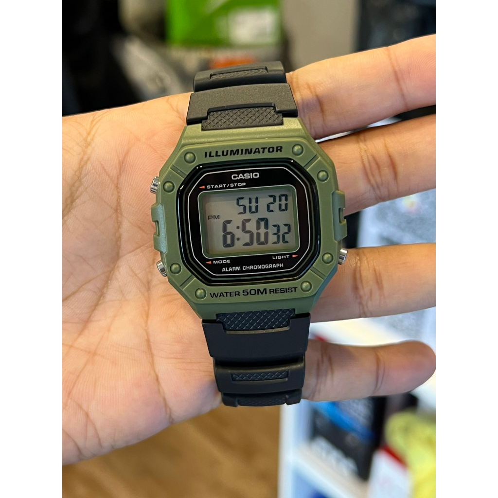 ORIGINAL CASIO Illuminator Digital Green Black Resin Band Unisex Watch ...