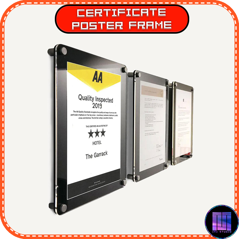 Premium Acrylic Certificate Poster Frame – Wall Mounted Transparent ...