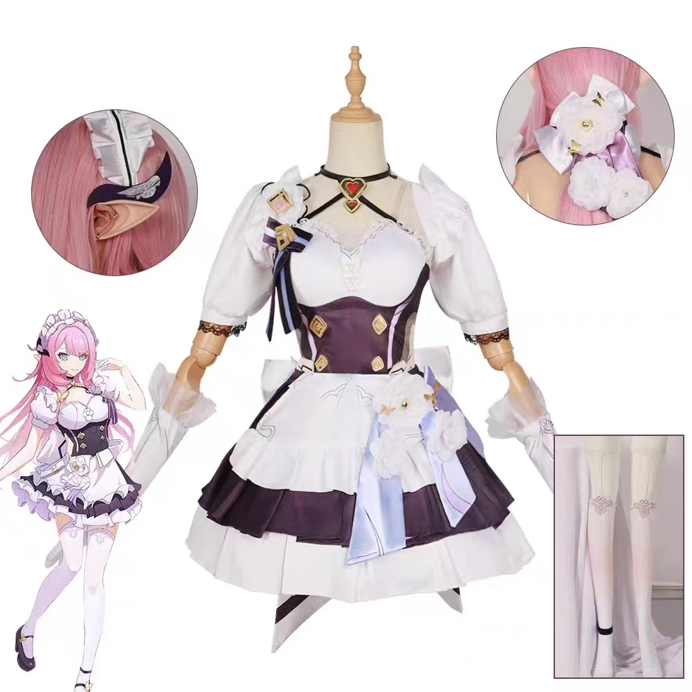 Honkai Impact 3rd Elysia Cosplay Costume Elysia Wig Pink Fairy Maid ...