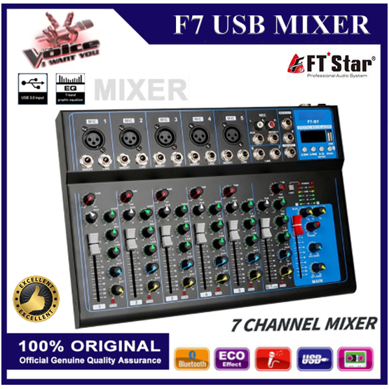 F7 professional Bluetooth mixer 7-channel USB with reverb effect home ...