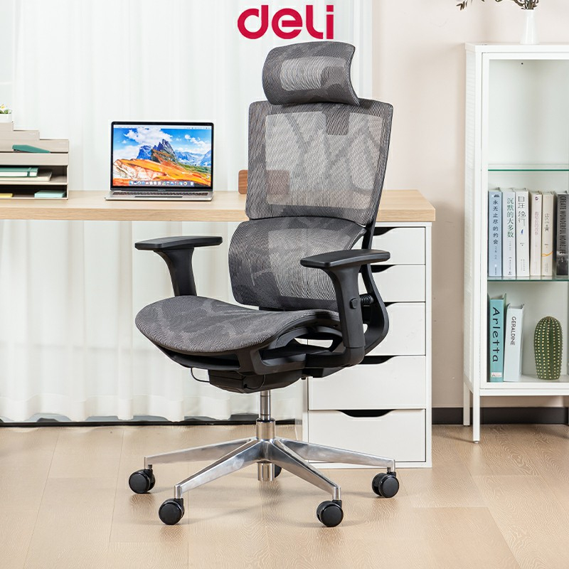 Deli Ergonomic Chair Mesh Office Chair With Headrest Adjustable Arm ...