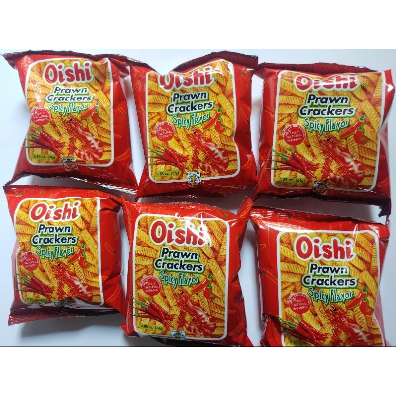 6 Pack Oishi Prawn Crackers Spicy Flavor | Shopee Philippines