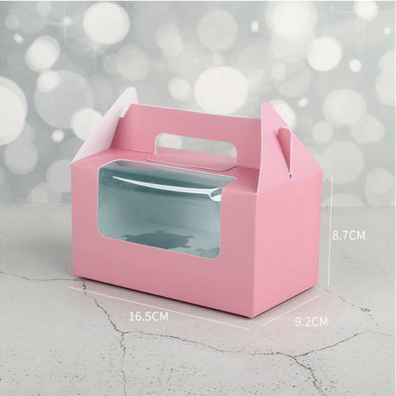 Cup cake pastry packaging box transparent window w/ handle and inner ...