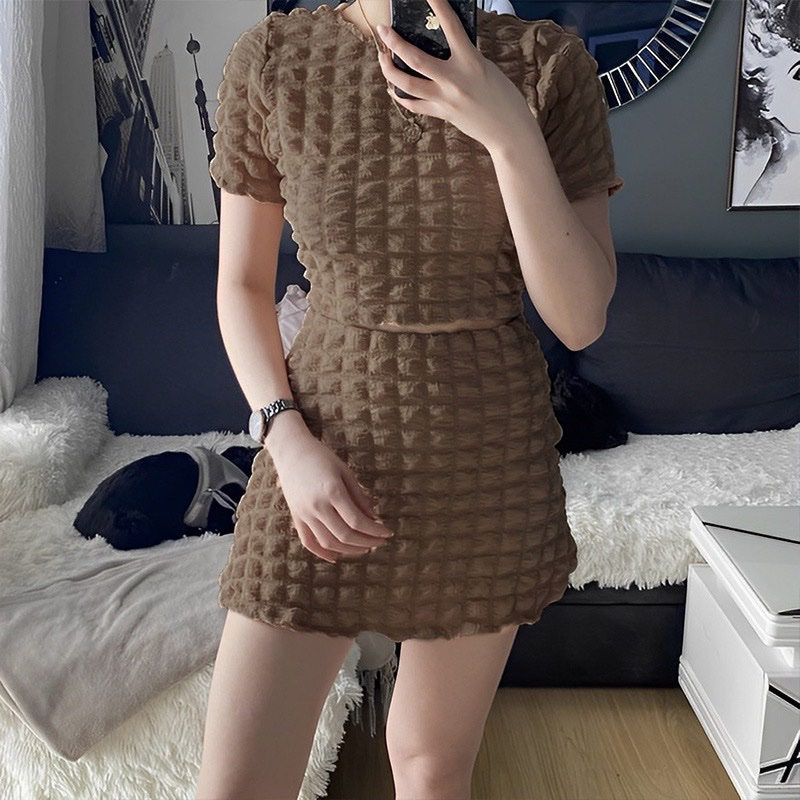 New classy korean fashion design terno sets skirt+tops women casual ...