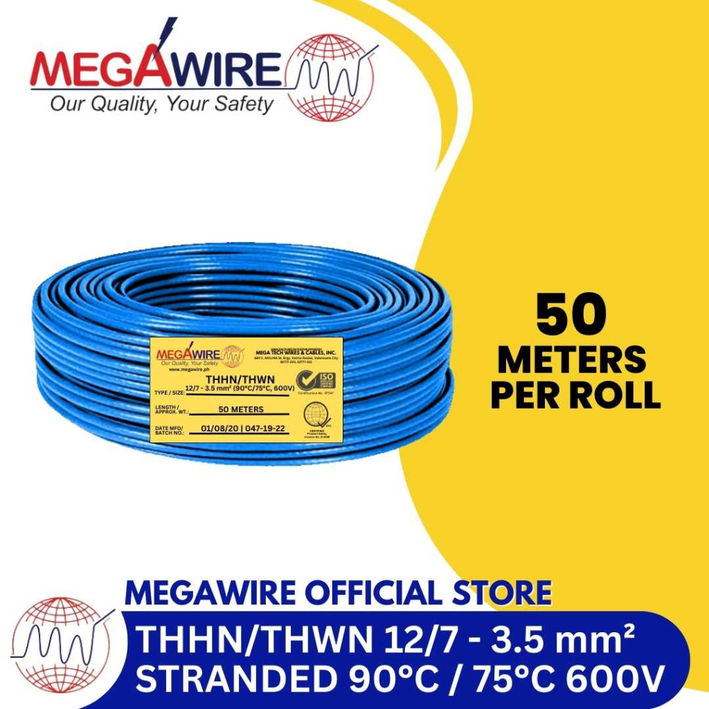 THHN/THWN 12/7 - 3.5 mm² (50M) 90°C / 75°C, 600V - Stranded -ROLL (50 ...