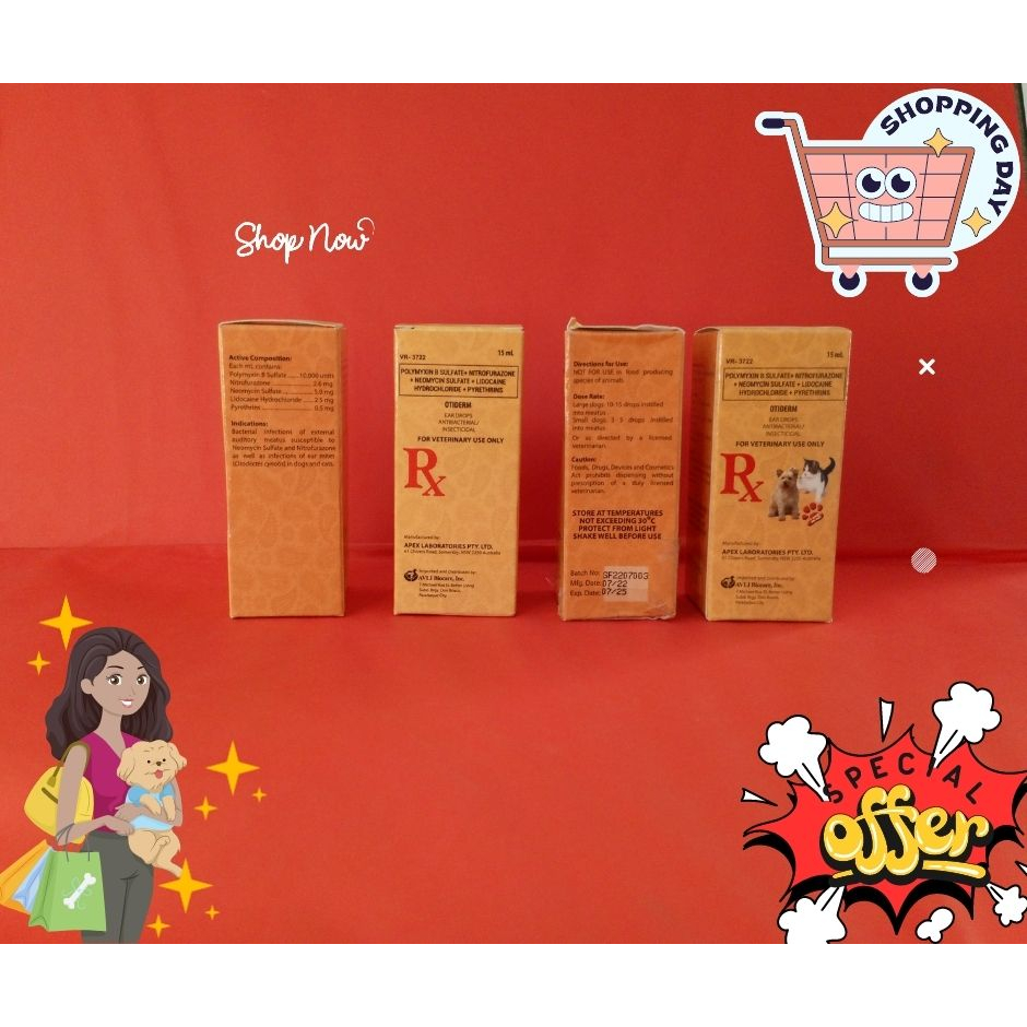 Otiderm Antibacterial and Insecticidal Ear Drops for Dogs and Cats ...