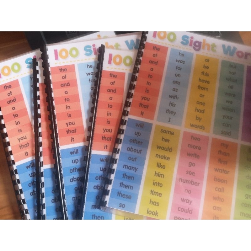 Sight Words Laminated ( 4 PCS : A4 BACK TO BACK) | Shopee Philippines