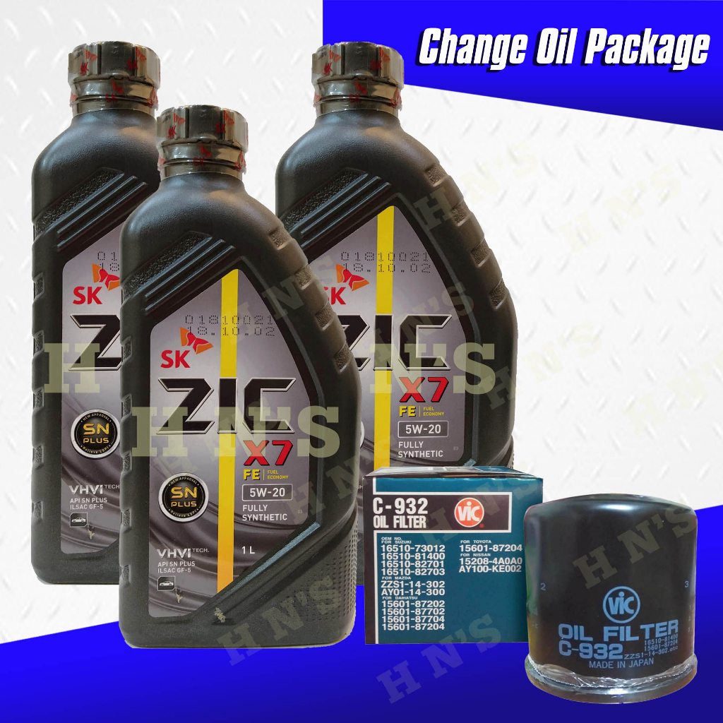 SK ZIC X7 FE 5W-20 Full Synthetic Oil Change Package ( 3 Liters + Oil ...