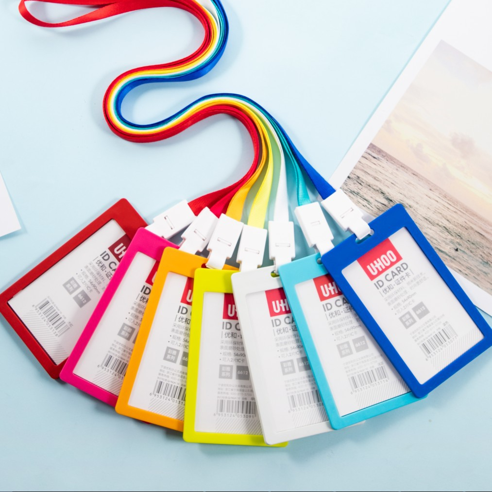 LUCKIN MALL Colorful Employee Student Plastic ID Card Holder Lanyard ...