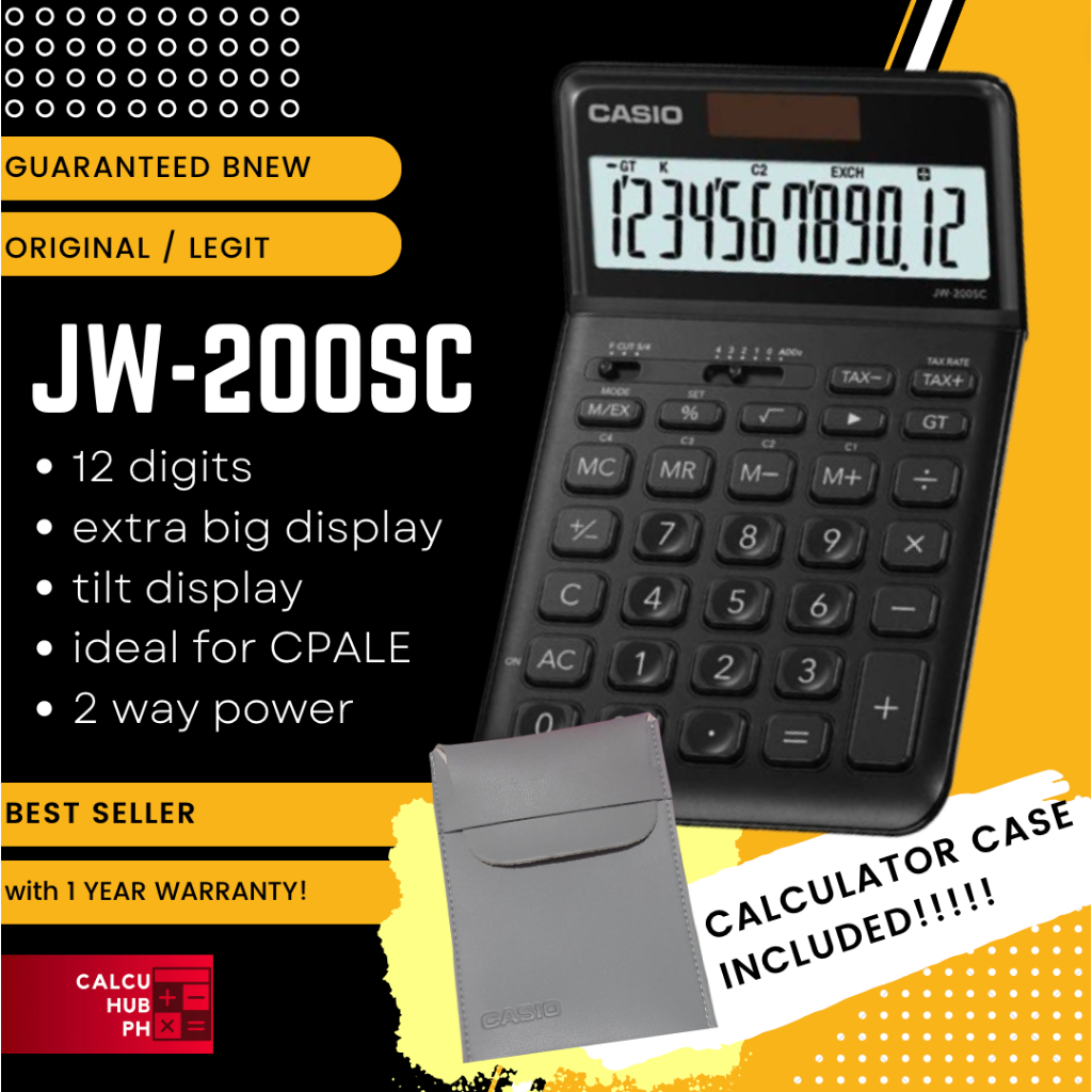 CASIO JW200SC IN BLACK COLOR DESKTOP CALCULATOR WITH 1 YEAR WARRANTY ...