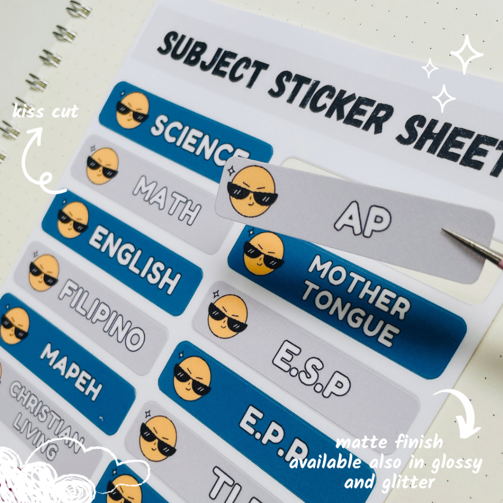Subject Labels Sticker Sheet | Subject Stickers | Cute Sticker ...