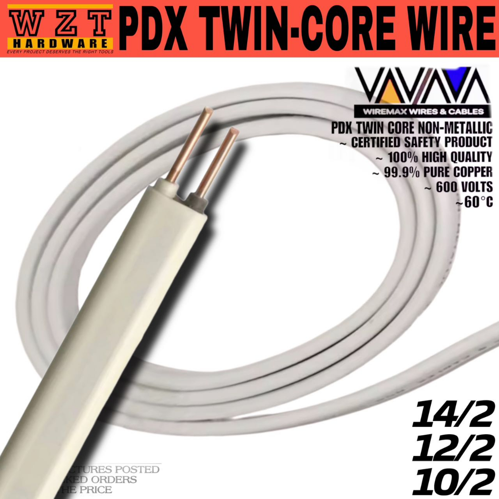 PER 1 METER WIREMAX PDX (NM) TWIN CORE NON-METALLIC WIRE 10/2 - 12/2 ...