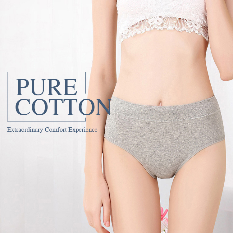 Cotton Panties Medium Waist Tummy Control Elastic Design Elastic Women's Underwear | Shopee ...