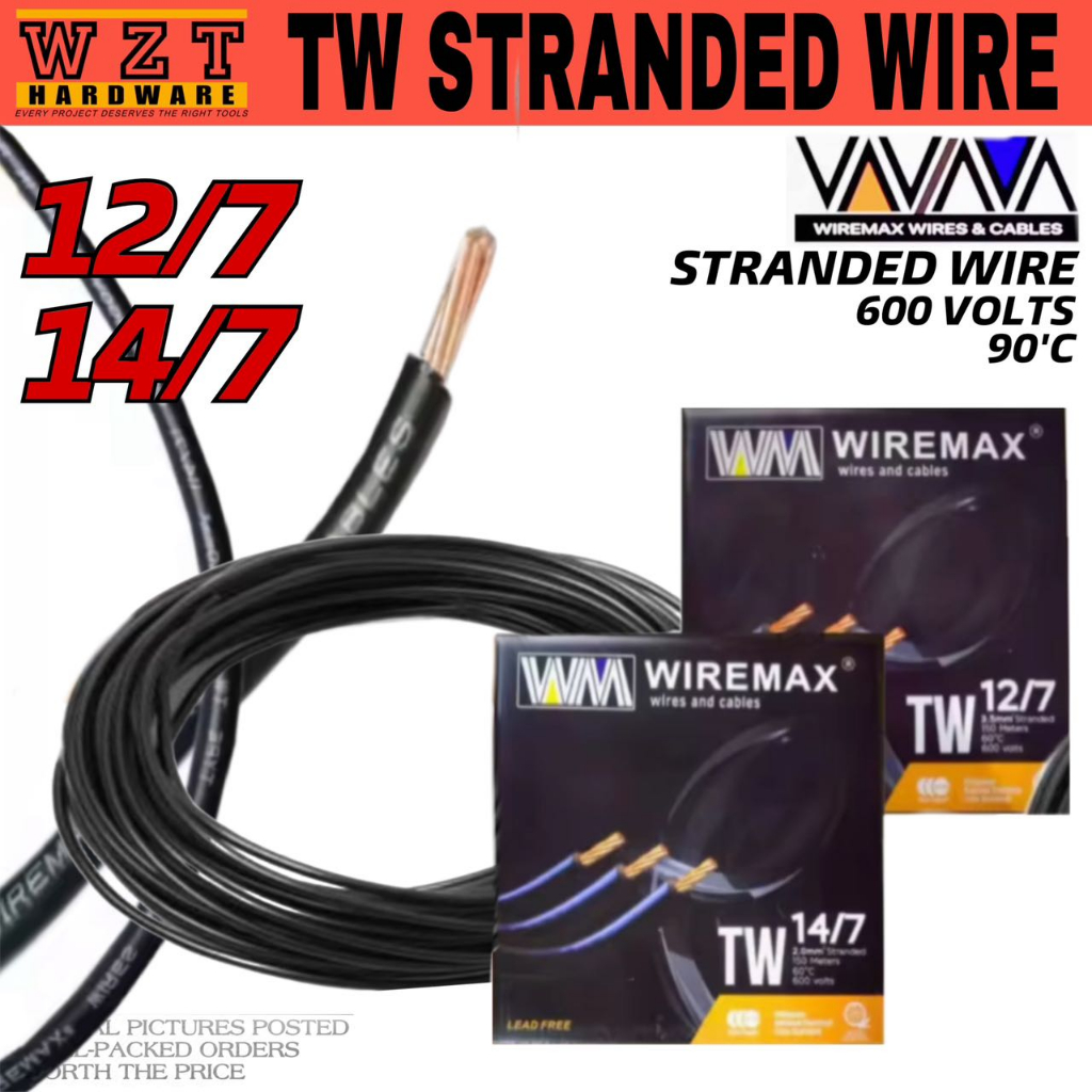 Original Wiremax 5m-10m TW Stranded Wire 14/7 2.0mm -12/7 3.5mm 99.99% Pure Copper | Shopee ...