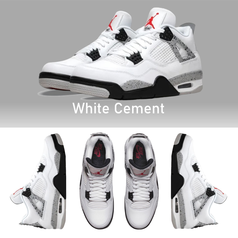 J4 retro white element Durable Mid Top Retro Sneakers Shoe White Grey ...