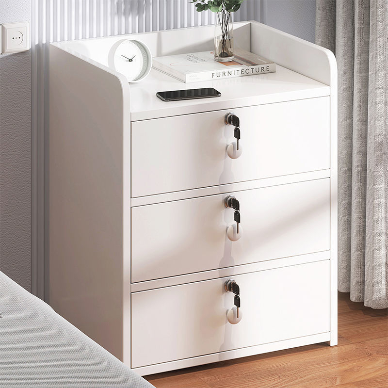 Drawer With Lock Wooden Bedside Cabinet Solid Wood Lock Storage Box ...