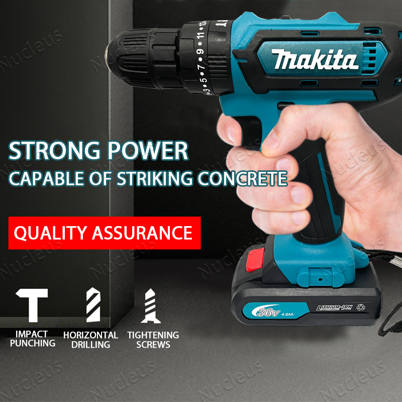 Makita 68V Cordless Electric Drill Impact Hammer 2Battery Screwdriver Power With Case ...