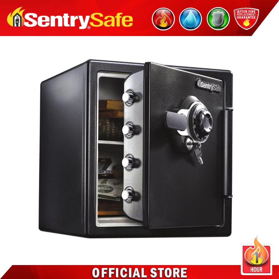 SENTRY SAFE SFW123DTB 1-Hour Fire + Water + Security Protection Large ...