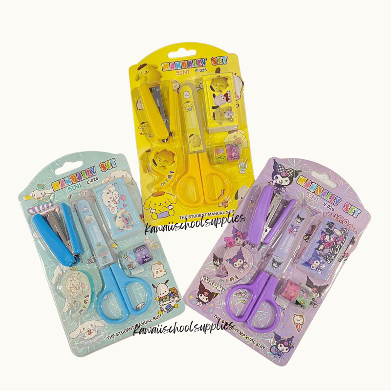 Kids Cute 5-in-1 Stapler Scissors Tape Set Sanrio Kuromi Cinnamoroll ...