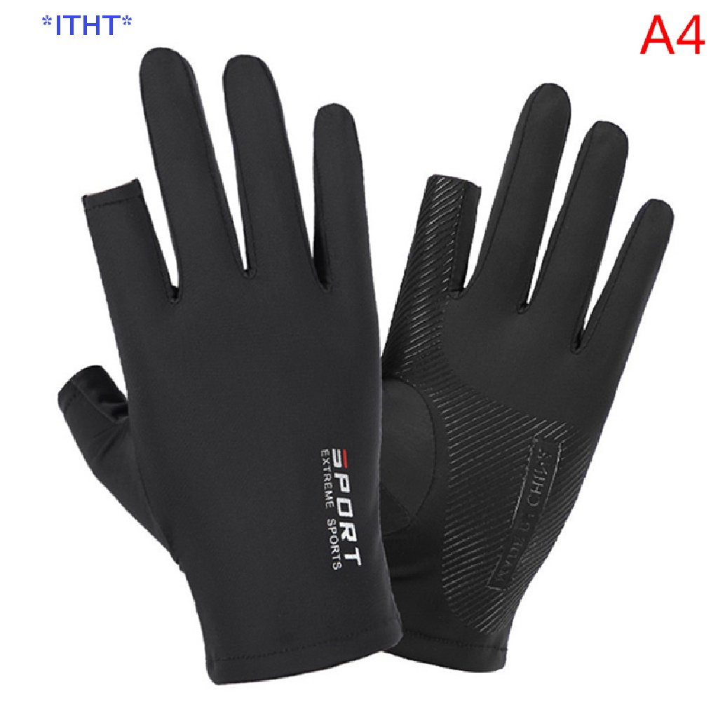 1Pair Two Finger Racing Motorcycle Bike Gloves Ice Silk Non-Slip Breathable Anti-UV Touch Screen ...