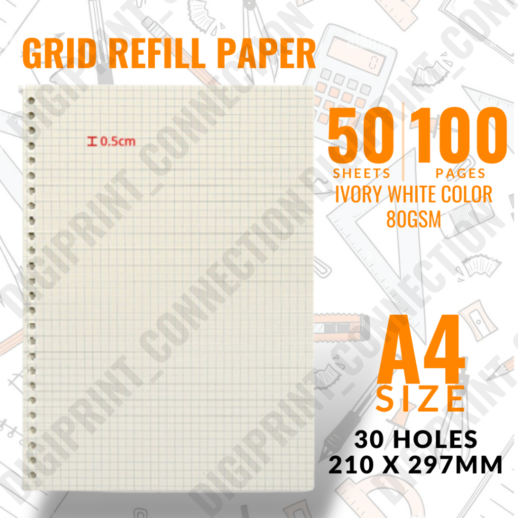 DIY Notebook 30 Holes Binder Ring Inner Refill Paper A5 / B5 / A4 loose ...