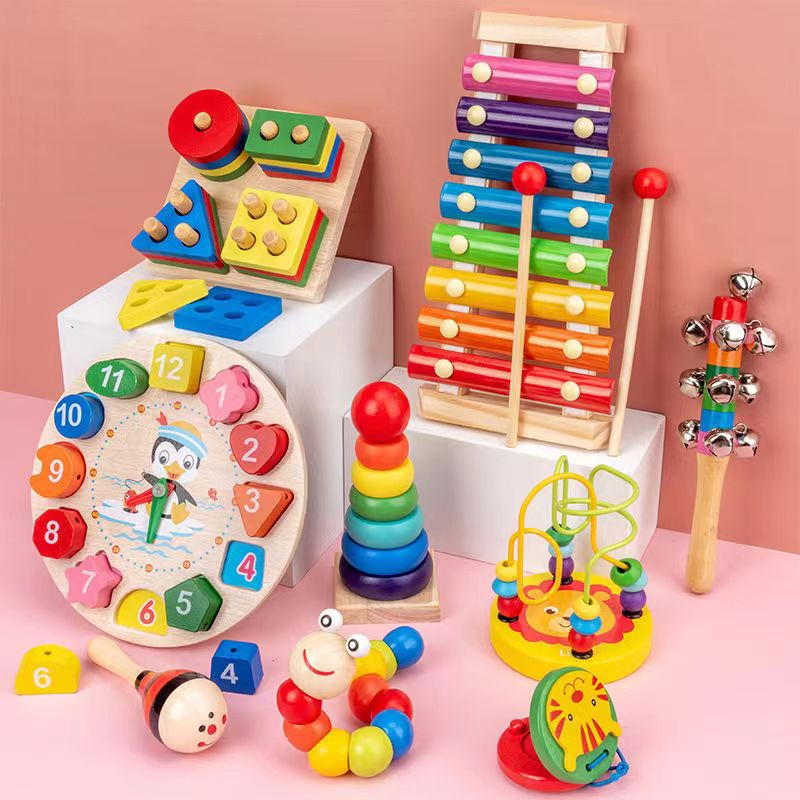 Educational Toy Gift Set for Kids Wooden Toy Gifts Shape Puzzle Color ...