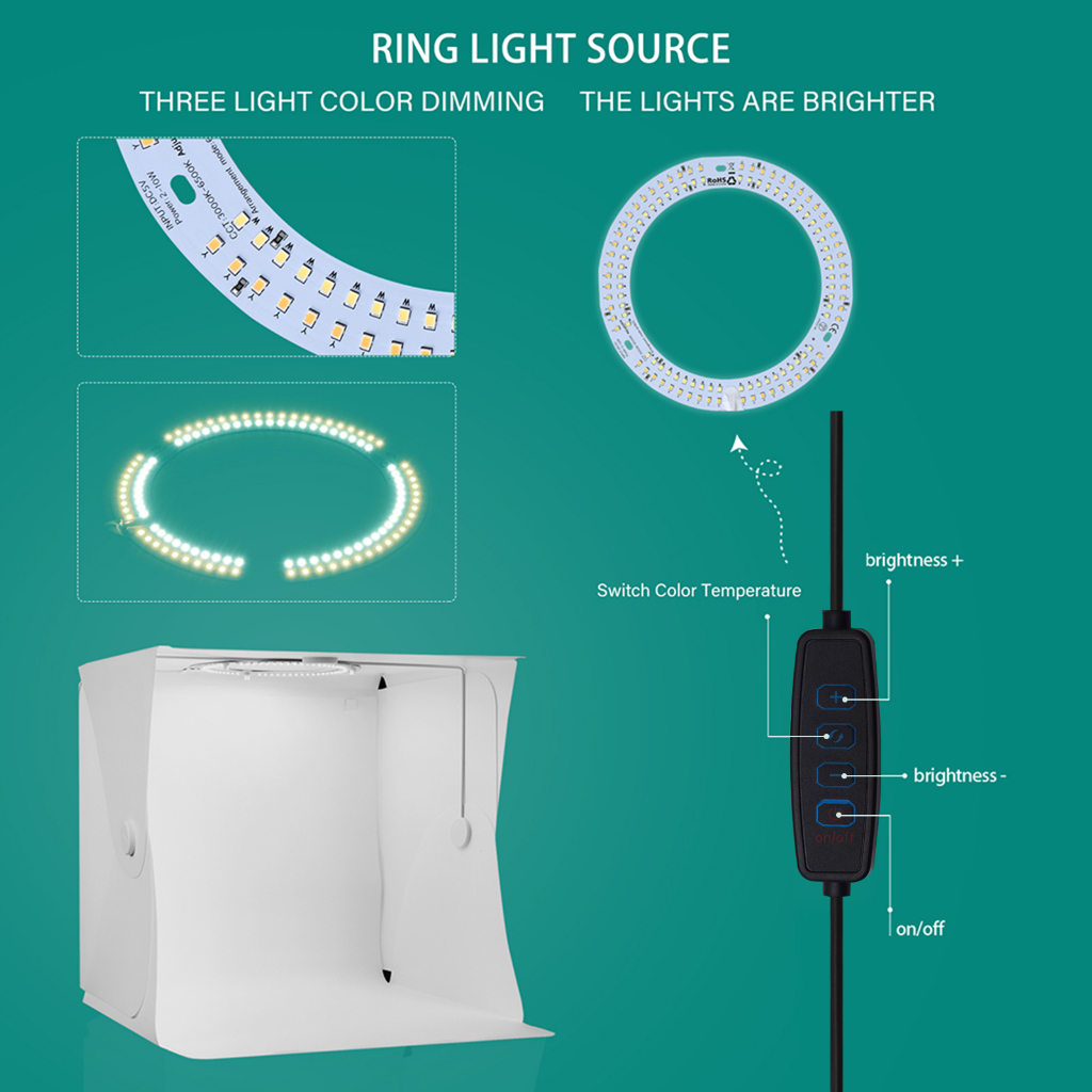 ZKeekm Photo Studio Light Box 4 color backdrops LED Lights Room ...